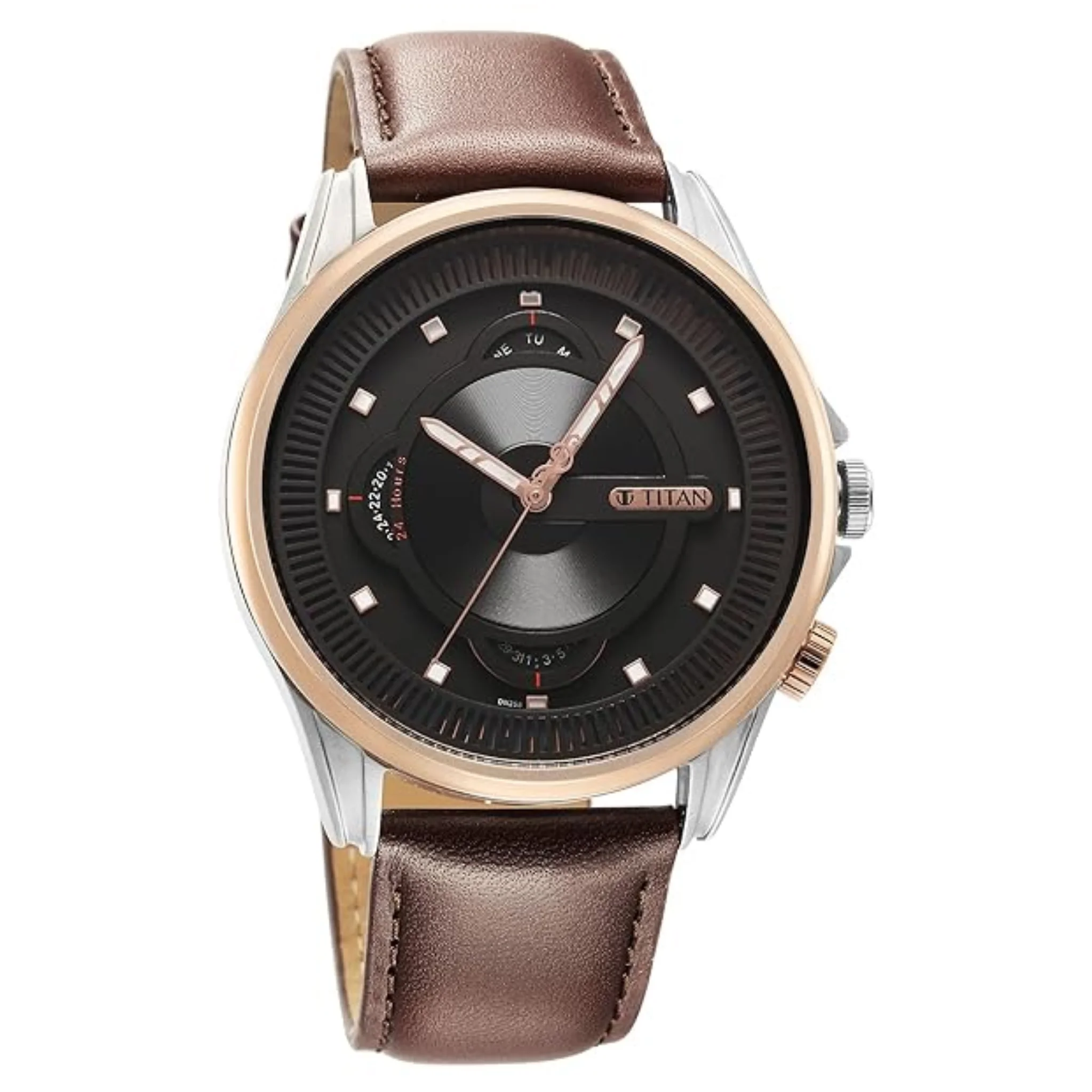 Titan Men Leather Black Round – 1830KL03 – TGTLuxe