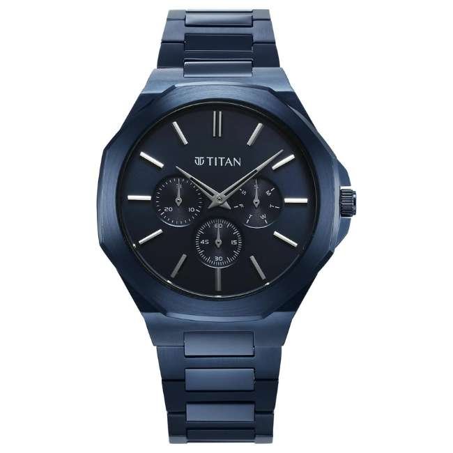 Titan Classic Slim Multifunction Quartz Multifunction Blue Dial ...